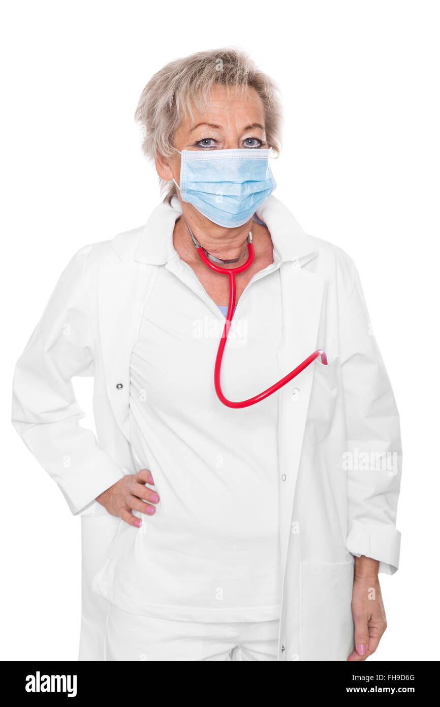 female doctor with breathing mask, isolated on white Stock Photo - Alamy