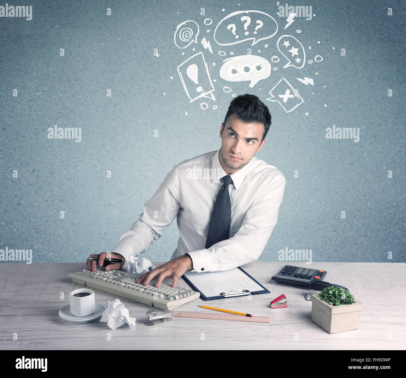 Business person in doubt and confused Stock Photo - Alamy