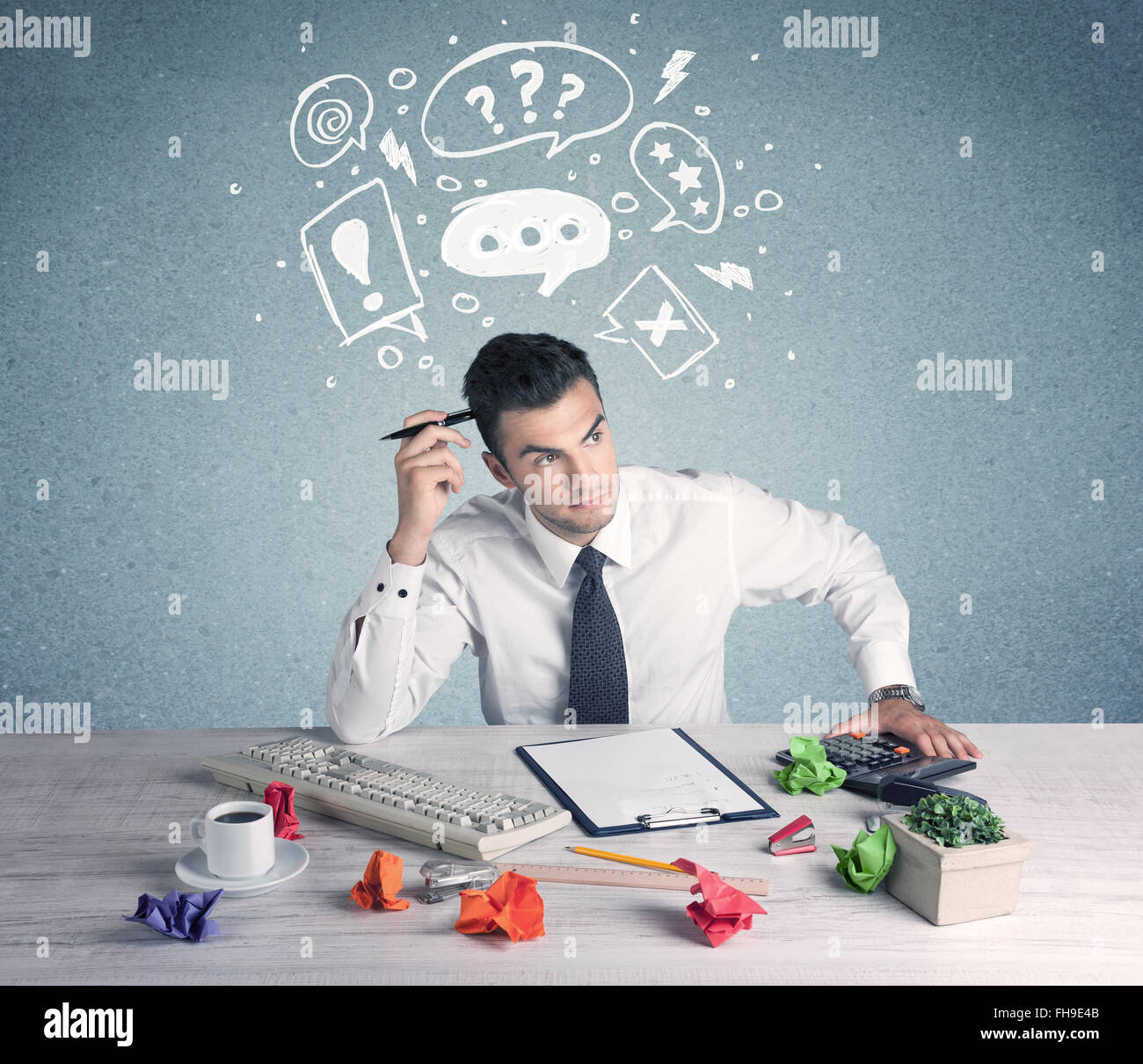Business person in doubt and confused Stock Photo - Alamy