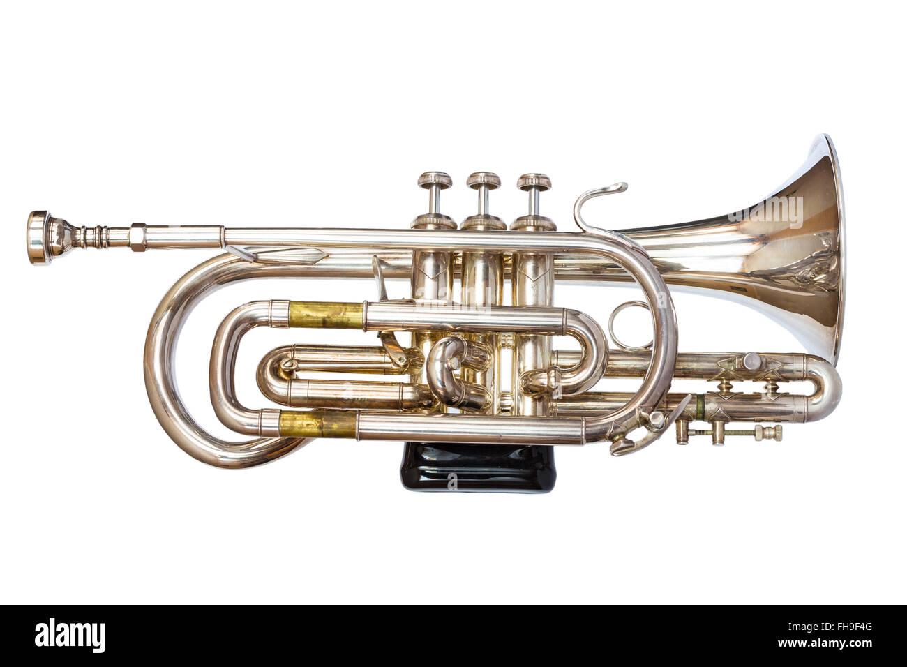 Silver trumpet isolated on white Stock Photo - Alamy