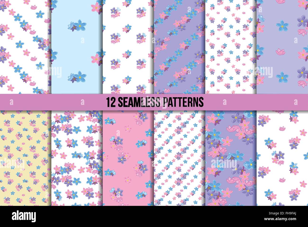 Seamless forget-me-not pattern set Stock Vector Image & Art - Alamy