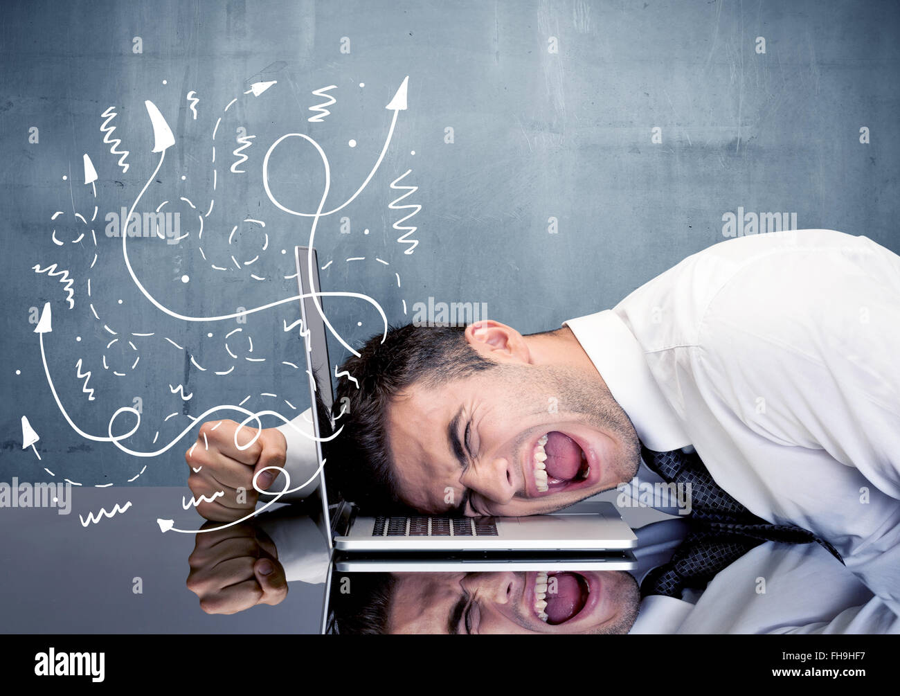 Business person with frustrated thoughts Stock Photo - Alamy