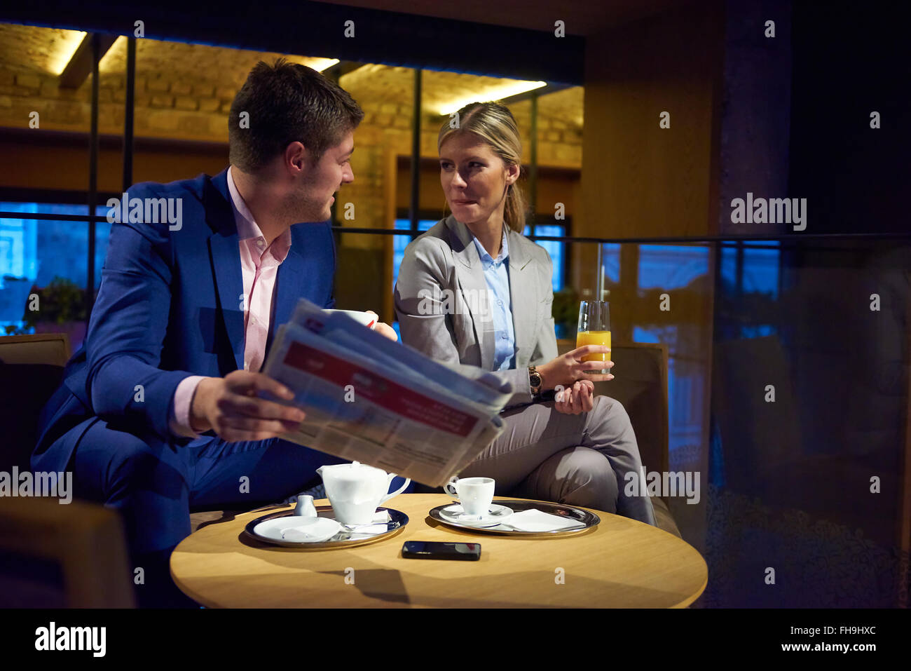 business couple take drink after work Stock Photo - Alamy