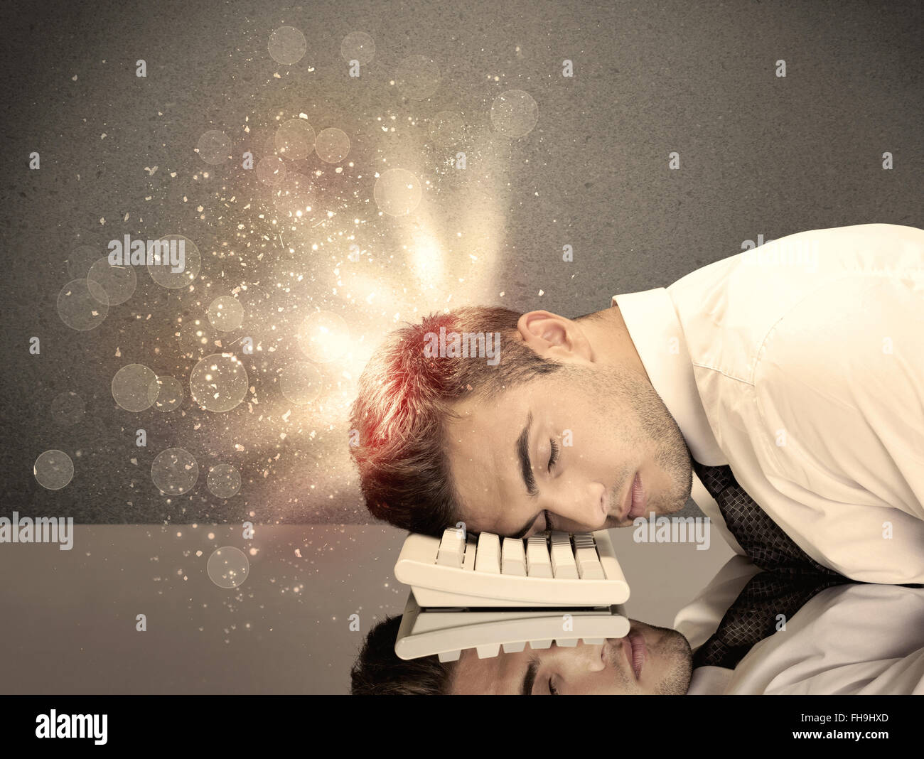 Angry businessman lights keyboard hi-res stock photography and images ...
