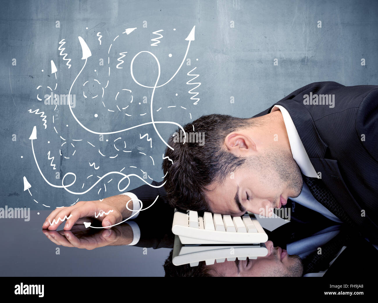 Business person with frustrated thoughts Stock Photo - Alamy