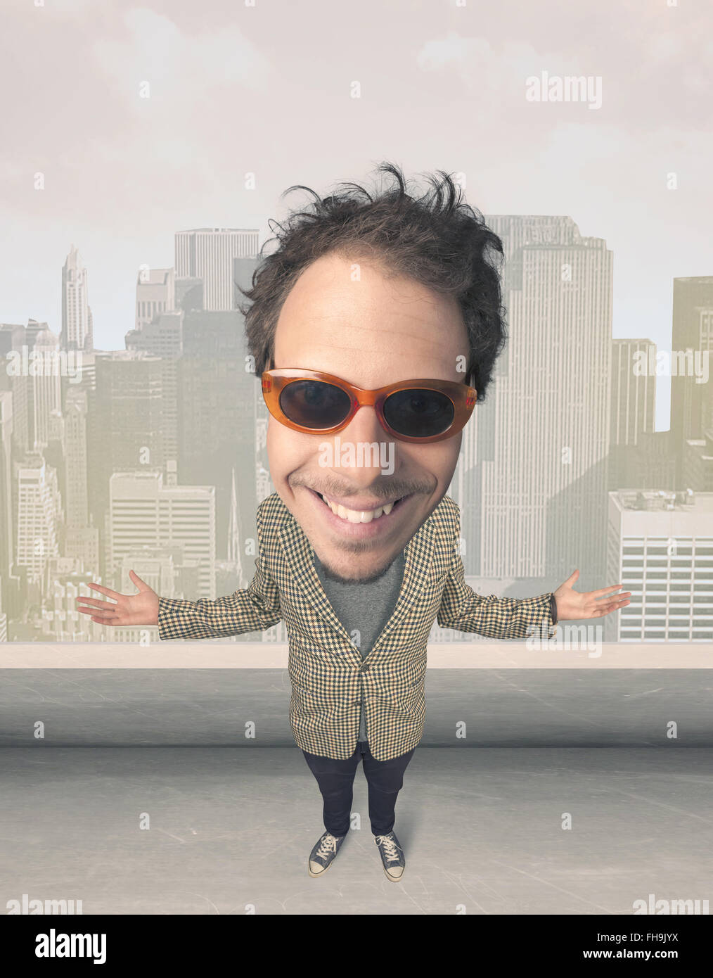 Person with big head Stock Photo - Alamy