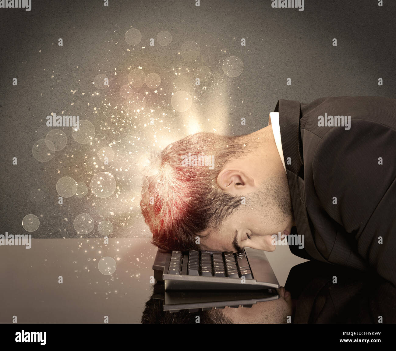 Angry businessman lights keyboard hi-res stock photography and images ...
