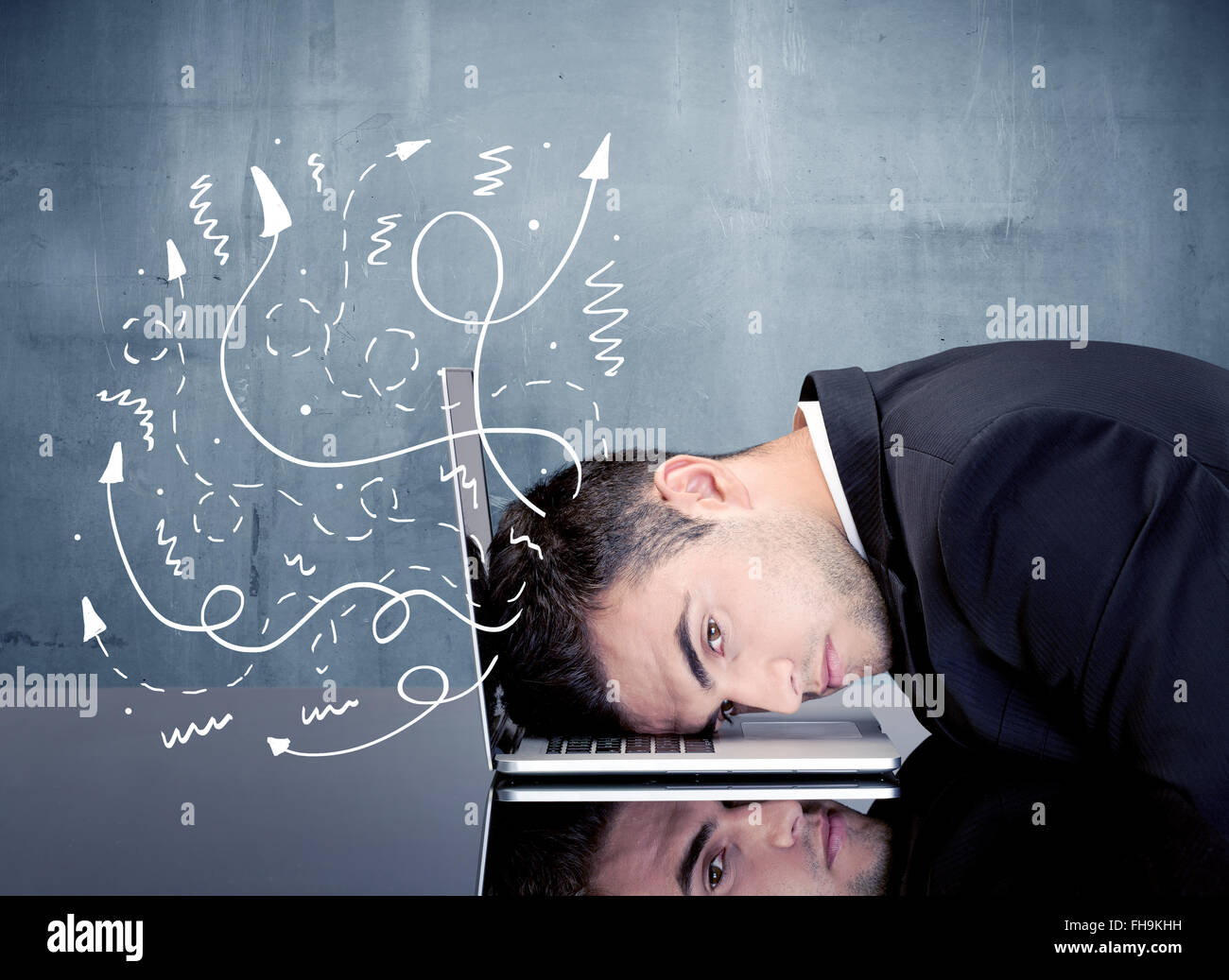 Business person with frustrated thoughts Stock Photo - Alamy