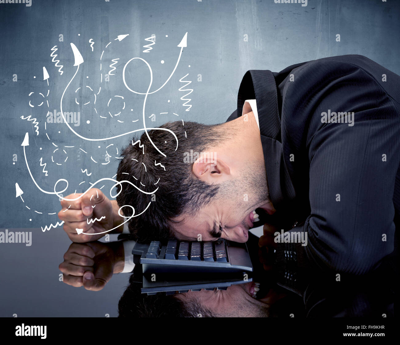 Business person with frustrated thoughts Stock Photo - Alamy