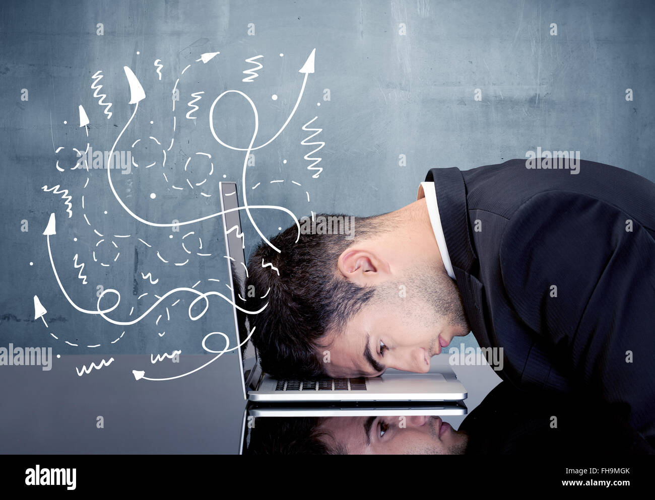 Person head banging with computer hi-res stock photography and images ...