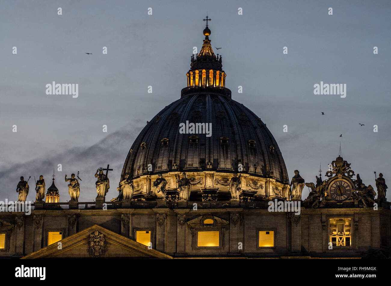 Rome:Amazing view of St Peter's dome with beautiful light Stock Photo ...