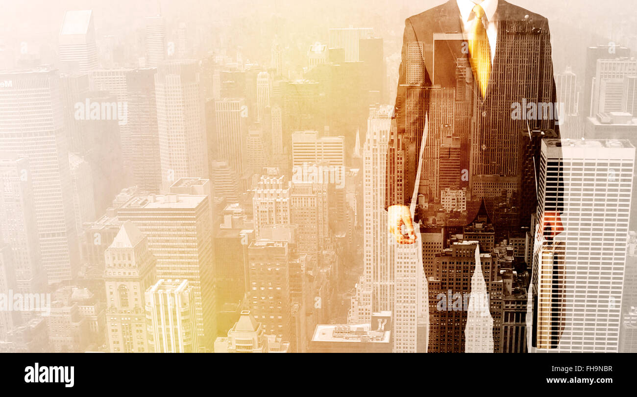 Business man looking at overlay city background Stock Photo - Alamy
