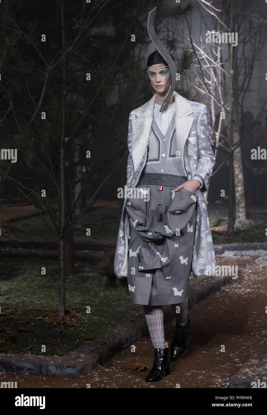 New York City, USA - February 15, 2016: Sarah Abney walks the runway at ...