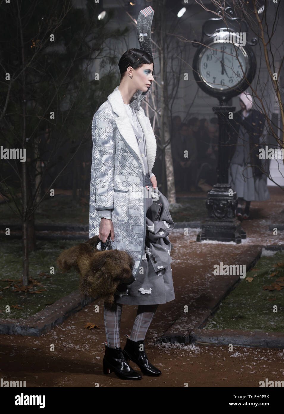 New York City, USA - February 15, 2016: Sarah Abney walks the runway at ...