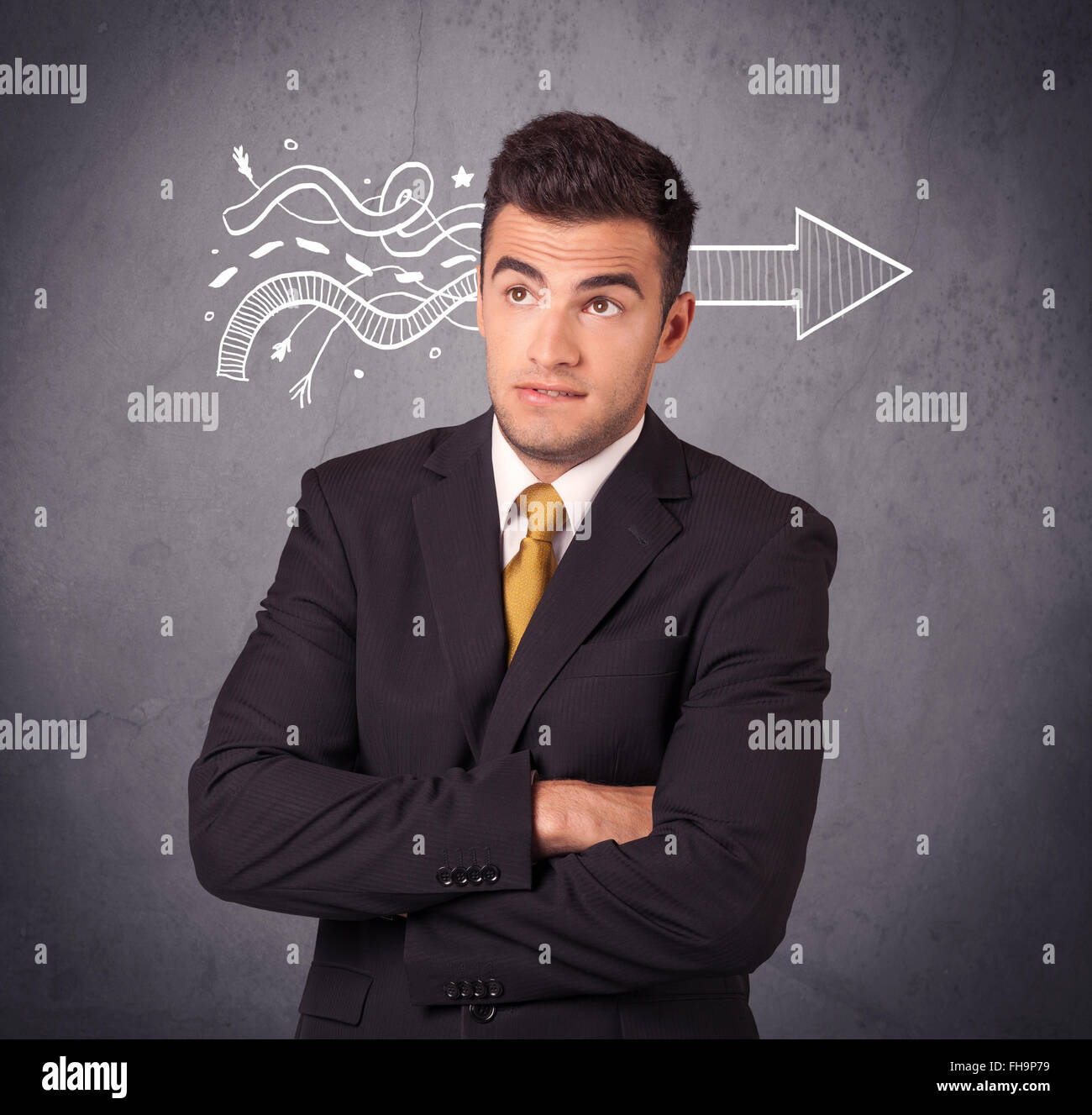 Confident sales person solves problem Stock Photo - Alamy