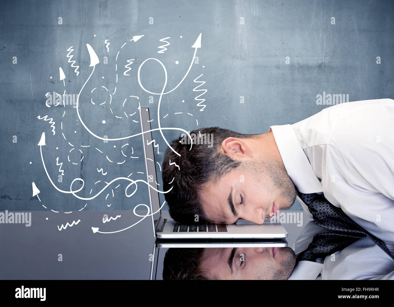 Business person with frustrated thoughts Stock Photo - Alamy