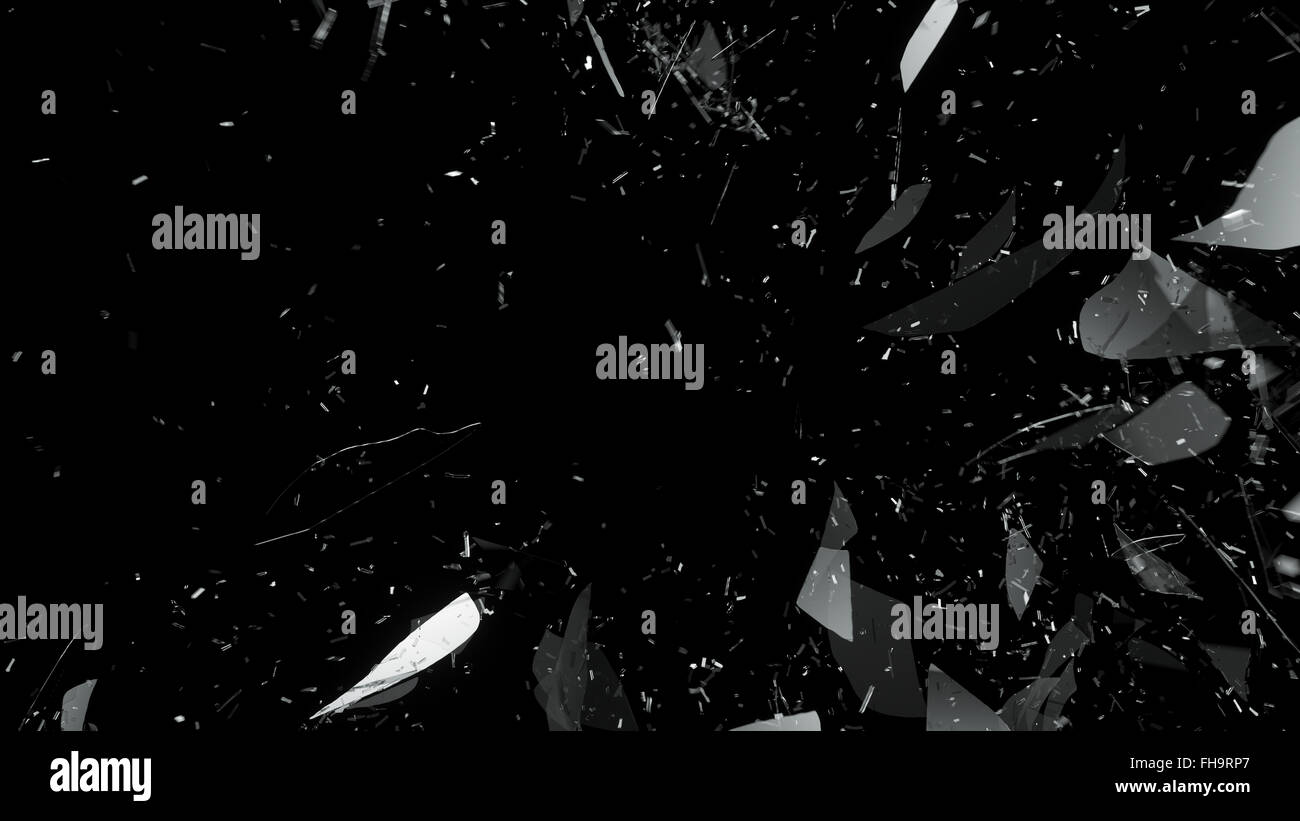 Broken glass with motion blur isolated on black. Large resolution Stock ...