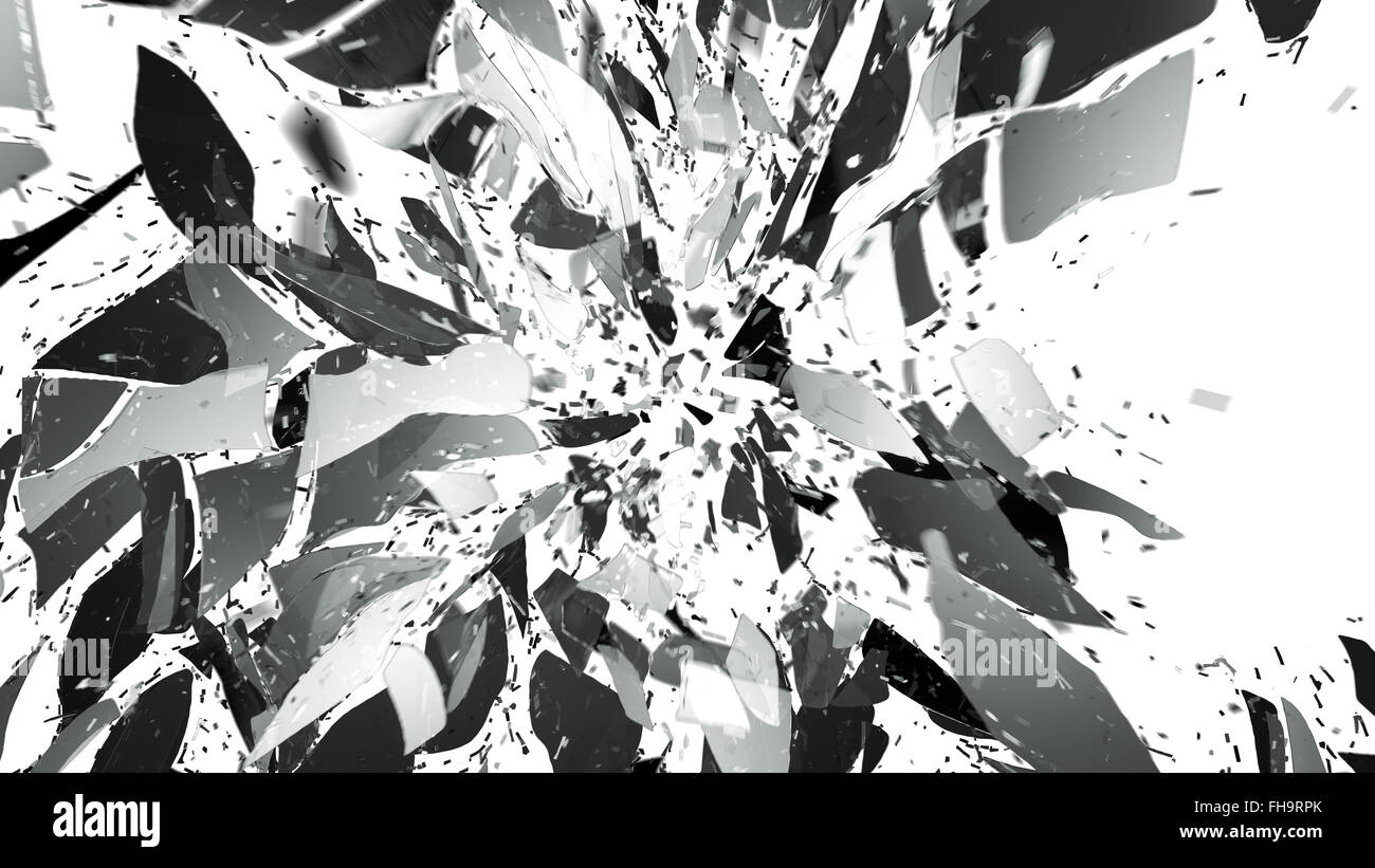 Broken or Shattered glass with motion blur on white. Large resolution ...