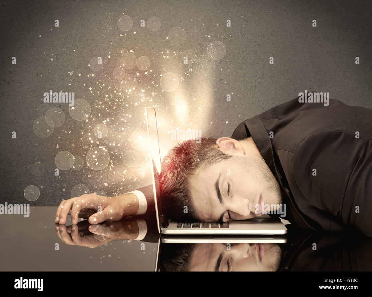 Angry businessman lights keyboard hi-res stock photography and images ...