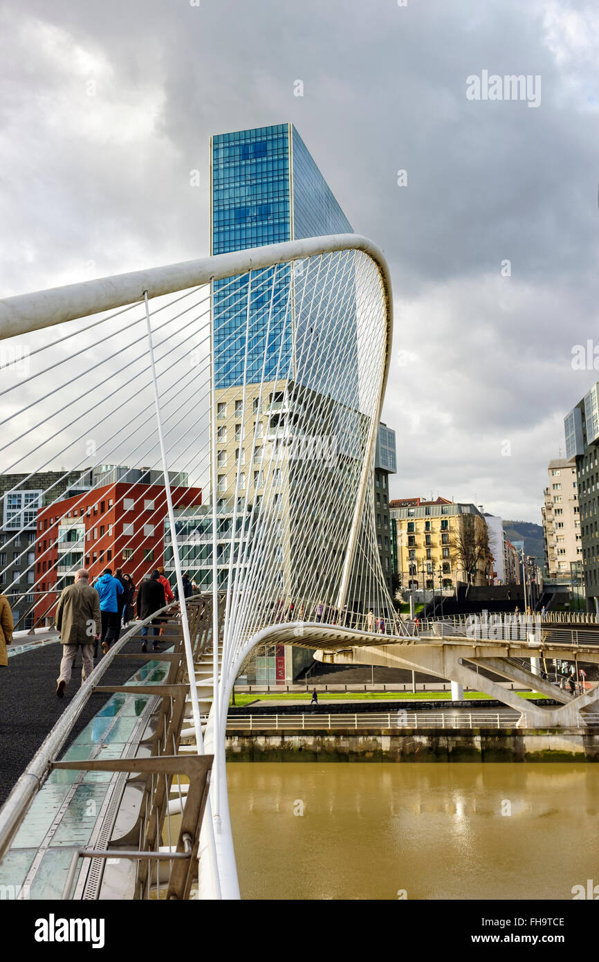 Zubizuri bridge, Bilbao, Spain designed by Santiago Calatrava Stock ...