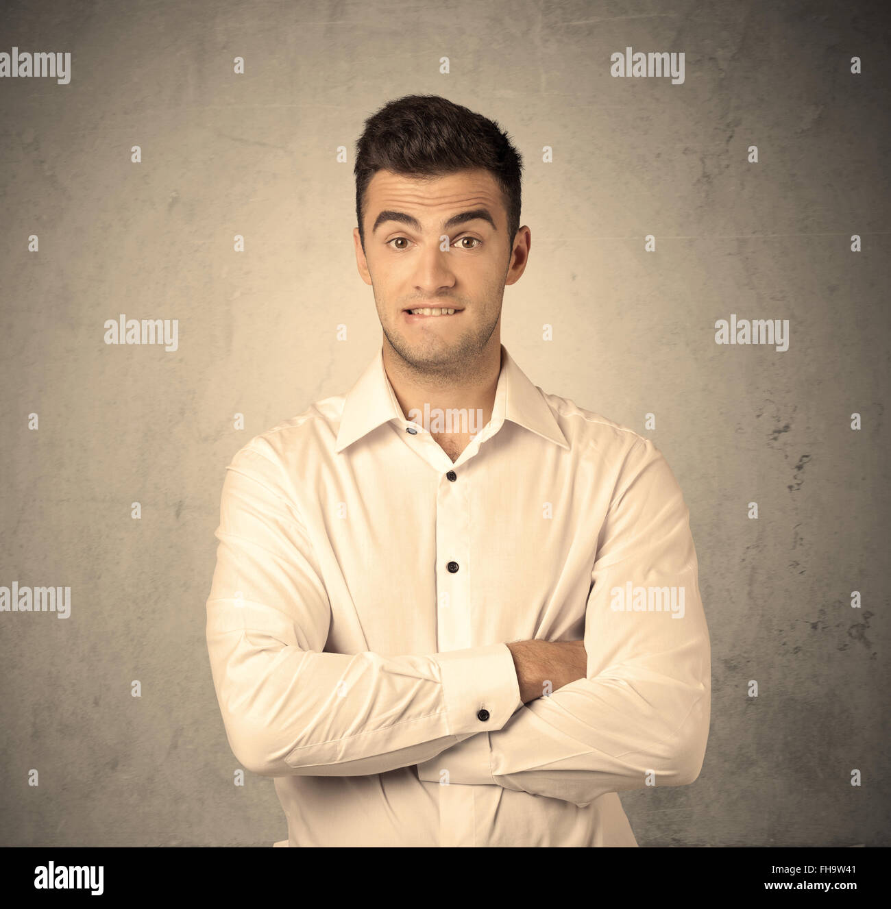 Sales worker making face expressions Stock Photo - Alamy