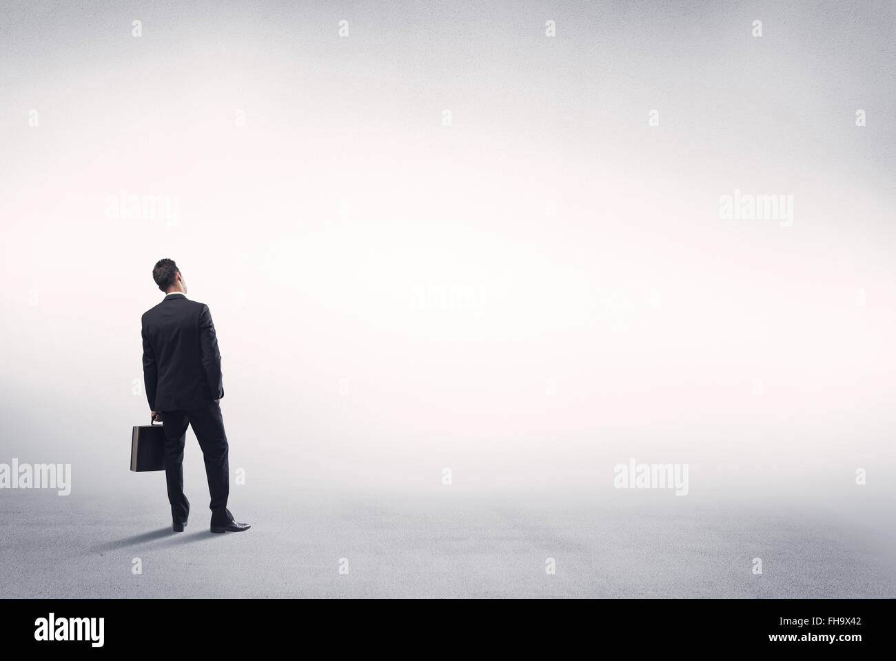 Sales person with empty white background Stock Photo - Alamy
