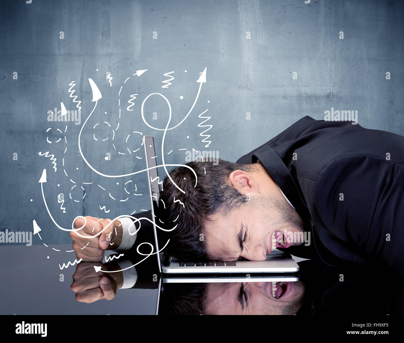 Business person with frustrated thoughts Stock Photo - Alamy