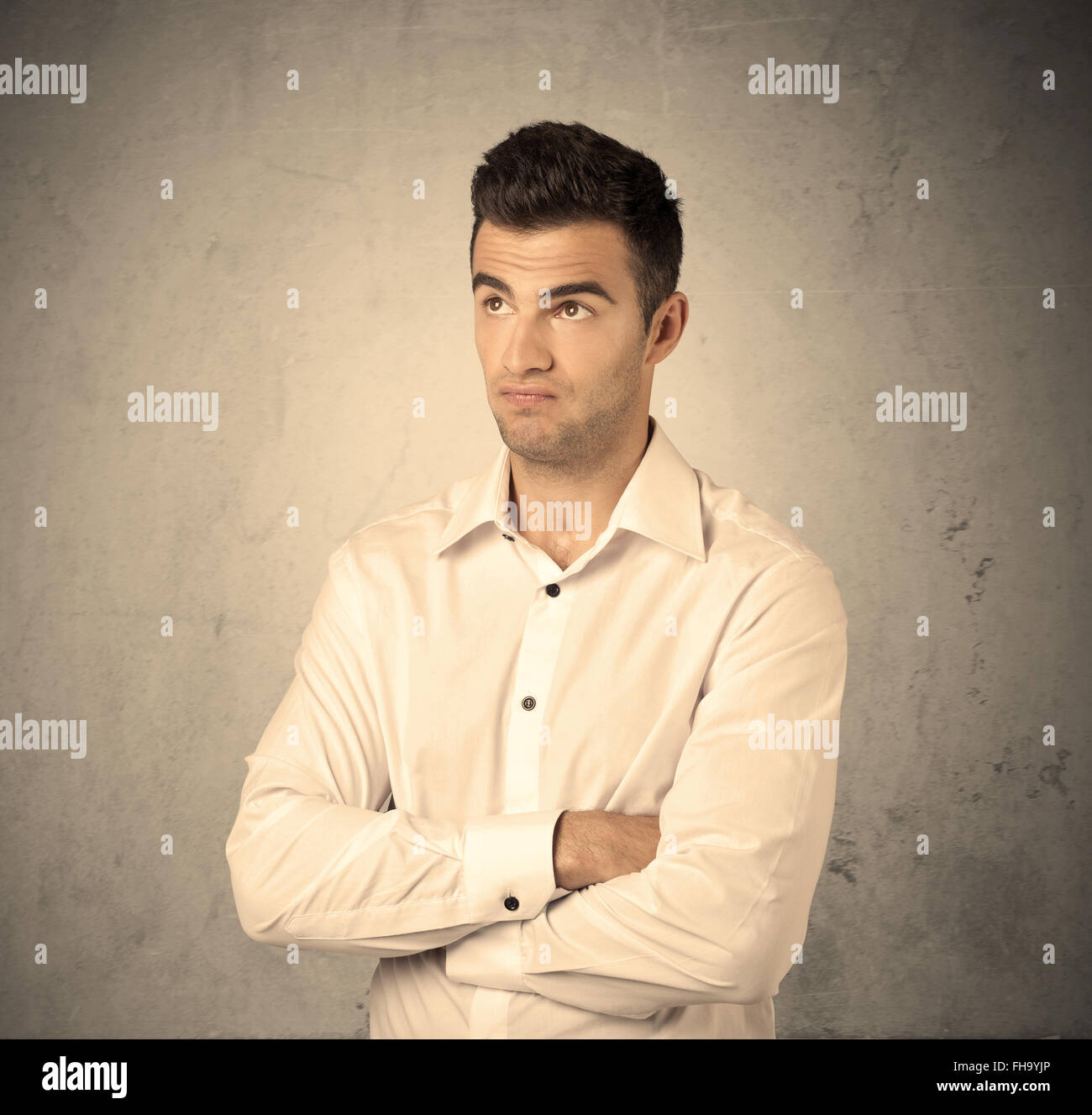 Sales worker making face expressions Stock Photo - Alamy