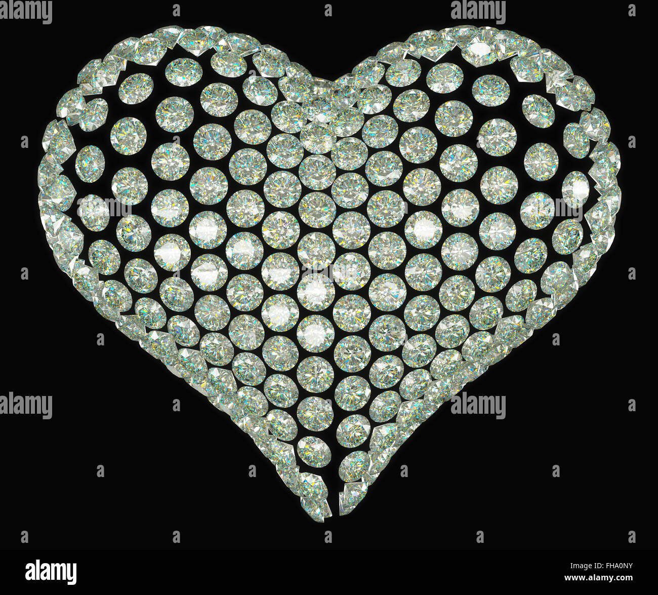 Heart shape diamond or gemstone set isolated on black Stock Photo - Alamy