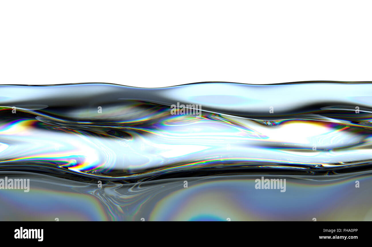 Oil or gasoline splashes and waves with oily pattern isolated on white ...
