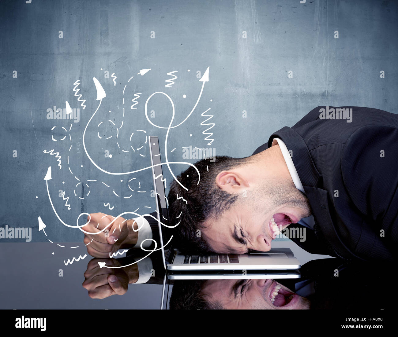 Business person with frustrated thoughts Stock Photo - Alamy