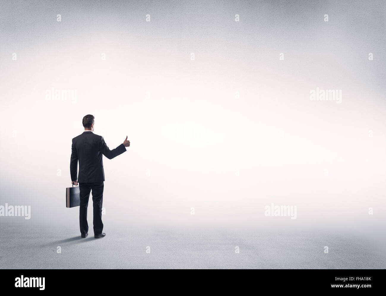 Sales person with empty white background Stock Photo - Alamy