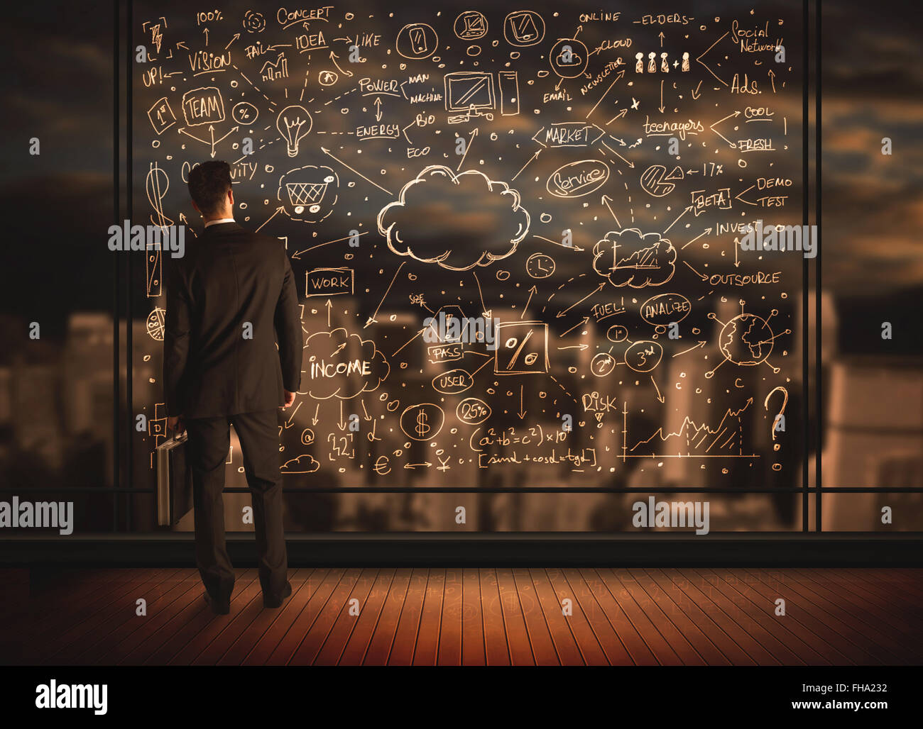 Businessman drawing business plan Stock Photo - Alamy