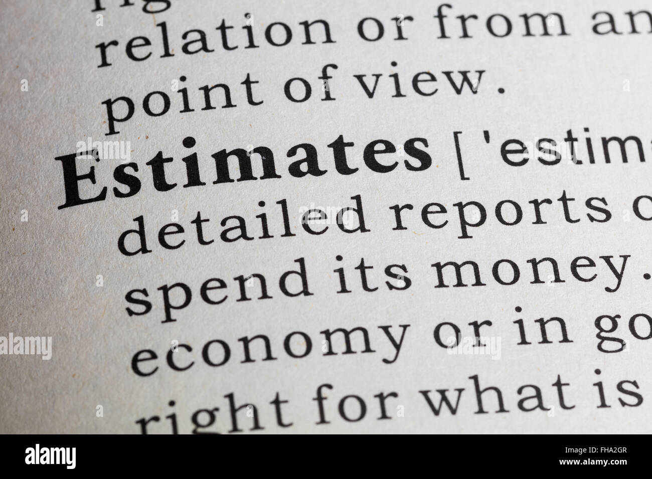 Fake Dictionary, Dictionary definition of the word estimates Stock ...