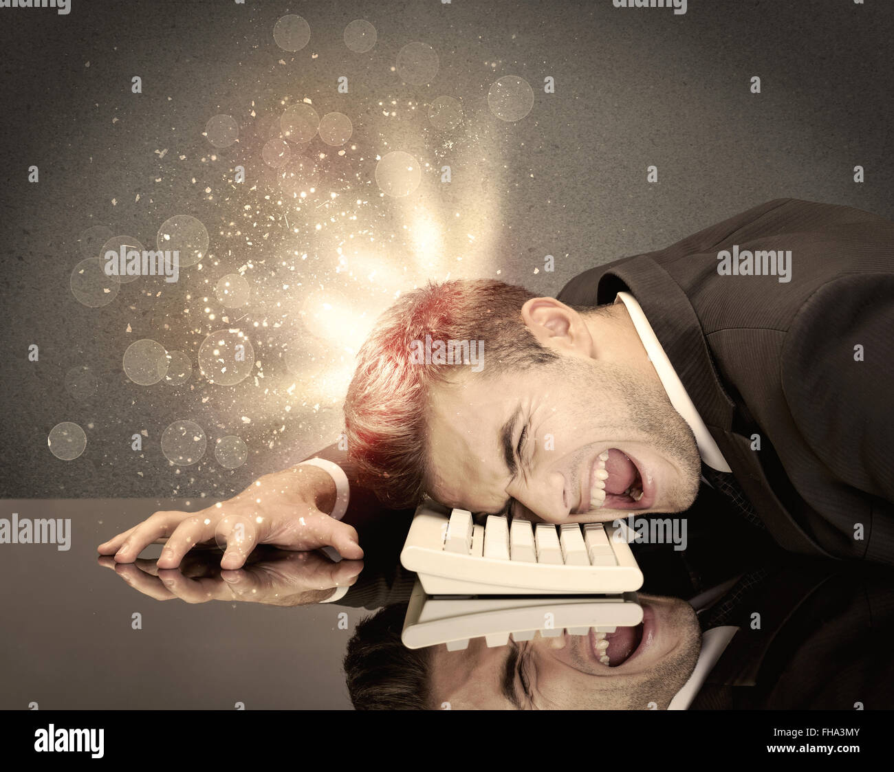 Angry businessman lights keyboard hi-res stock photography and images ...