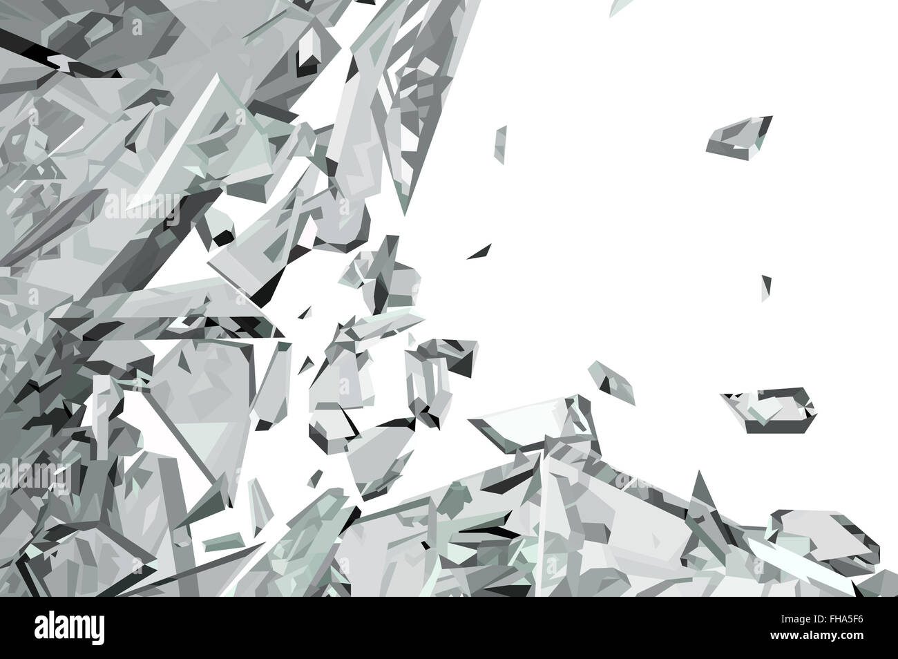 Pieces of demolished or Shattered glass isolated Stock Photo - Alamy