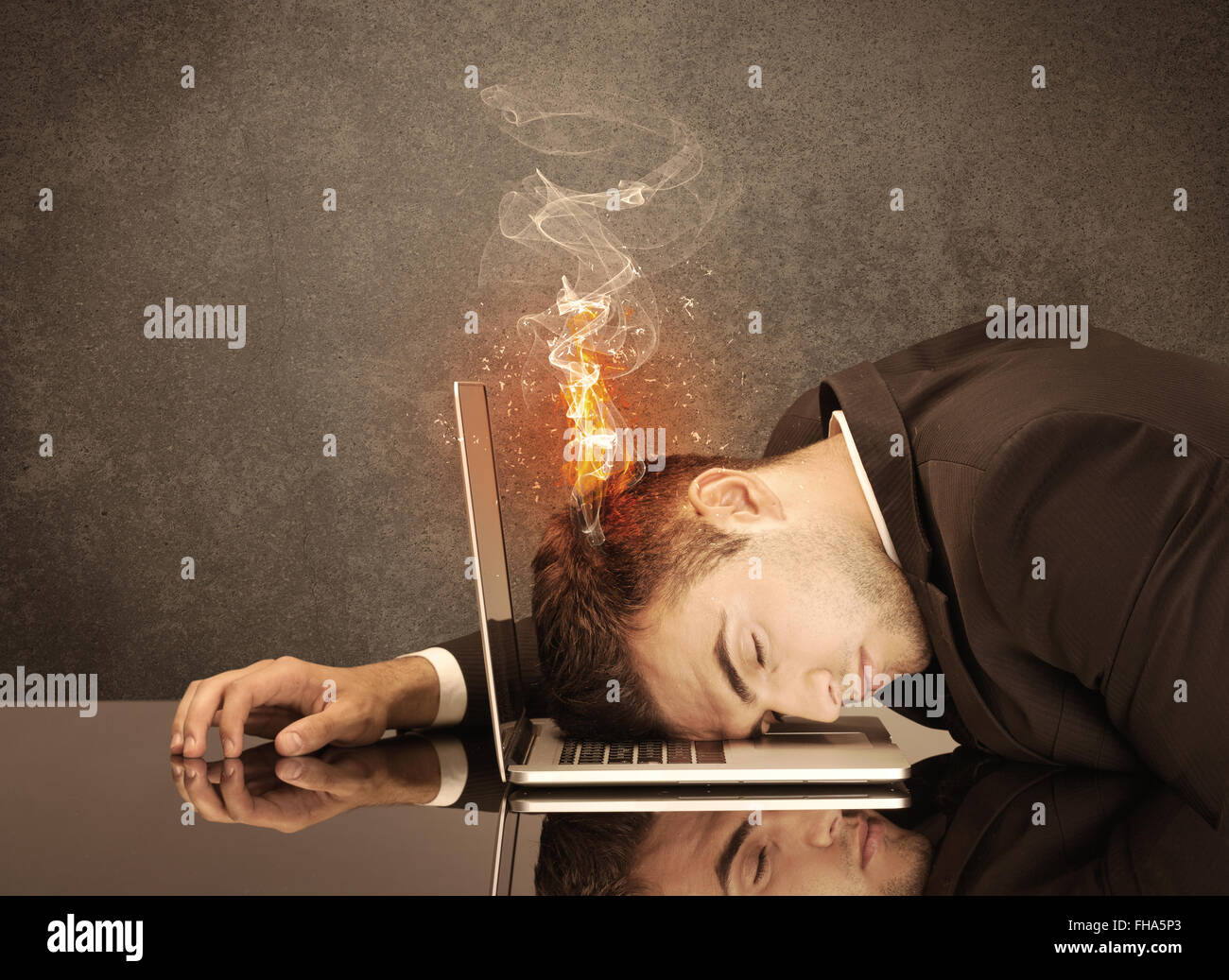 Businessman head on fire hi-res stock photography and images - Alamy