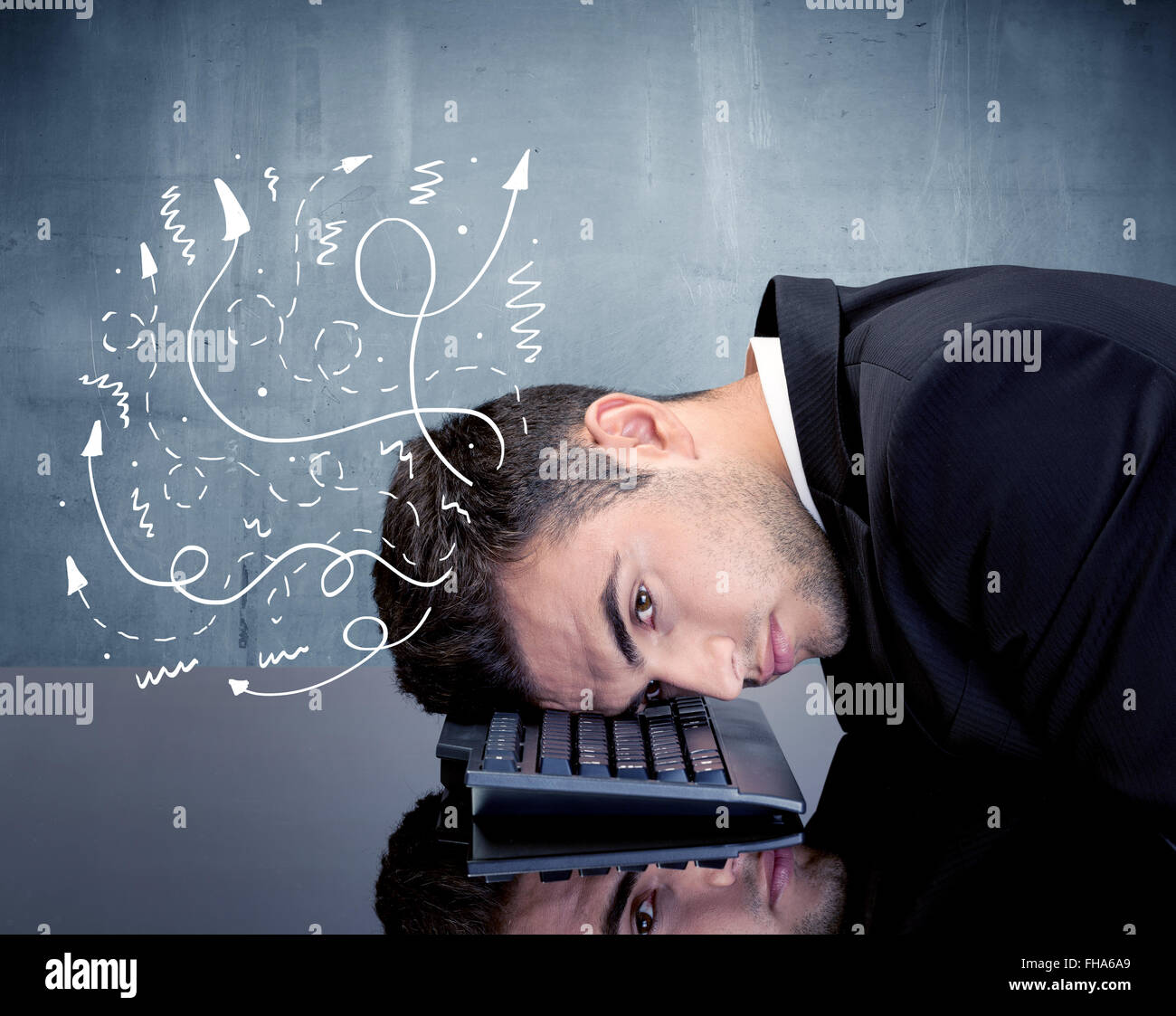 Business person with frustrated thoughts Stock Photo - Alamy