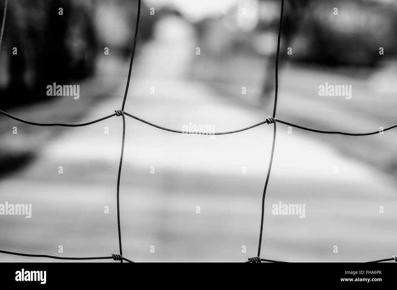 See through boundary fence Black and White Stock Photos & Images - Alamy