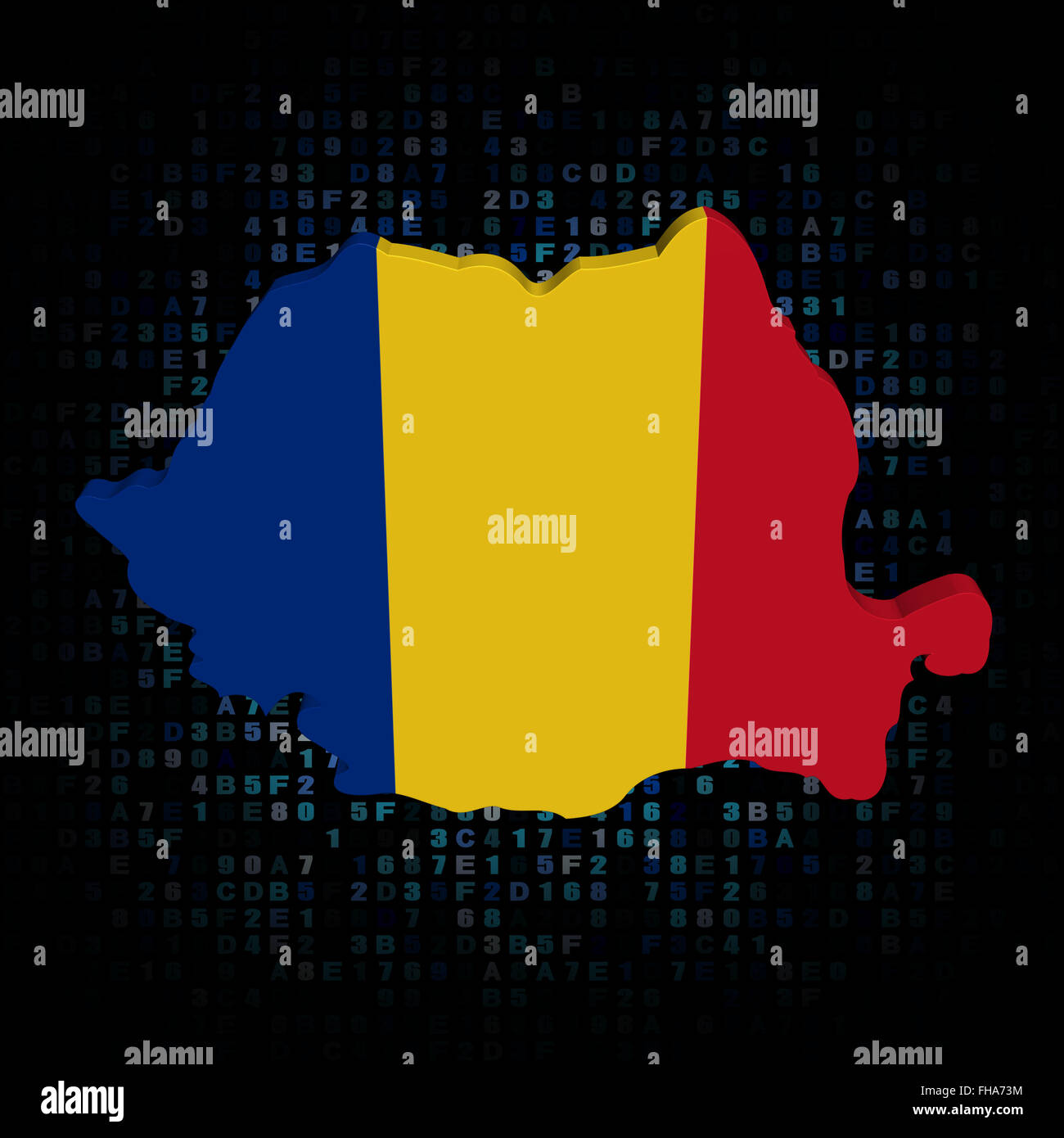 Romania map flag on hex code illustration Stock Photo - Alamy