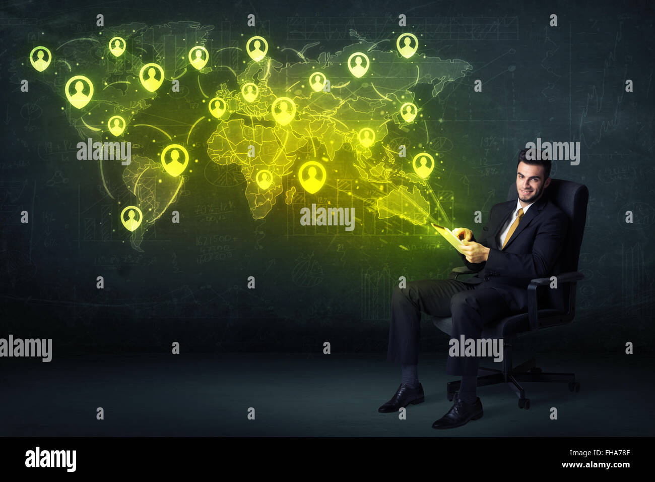 Tablet computer world map hi-res stock photography and images - Alamy