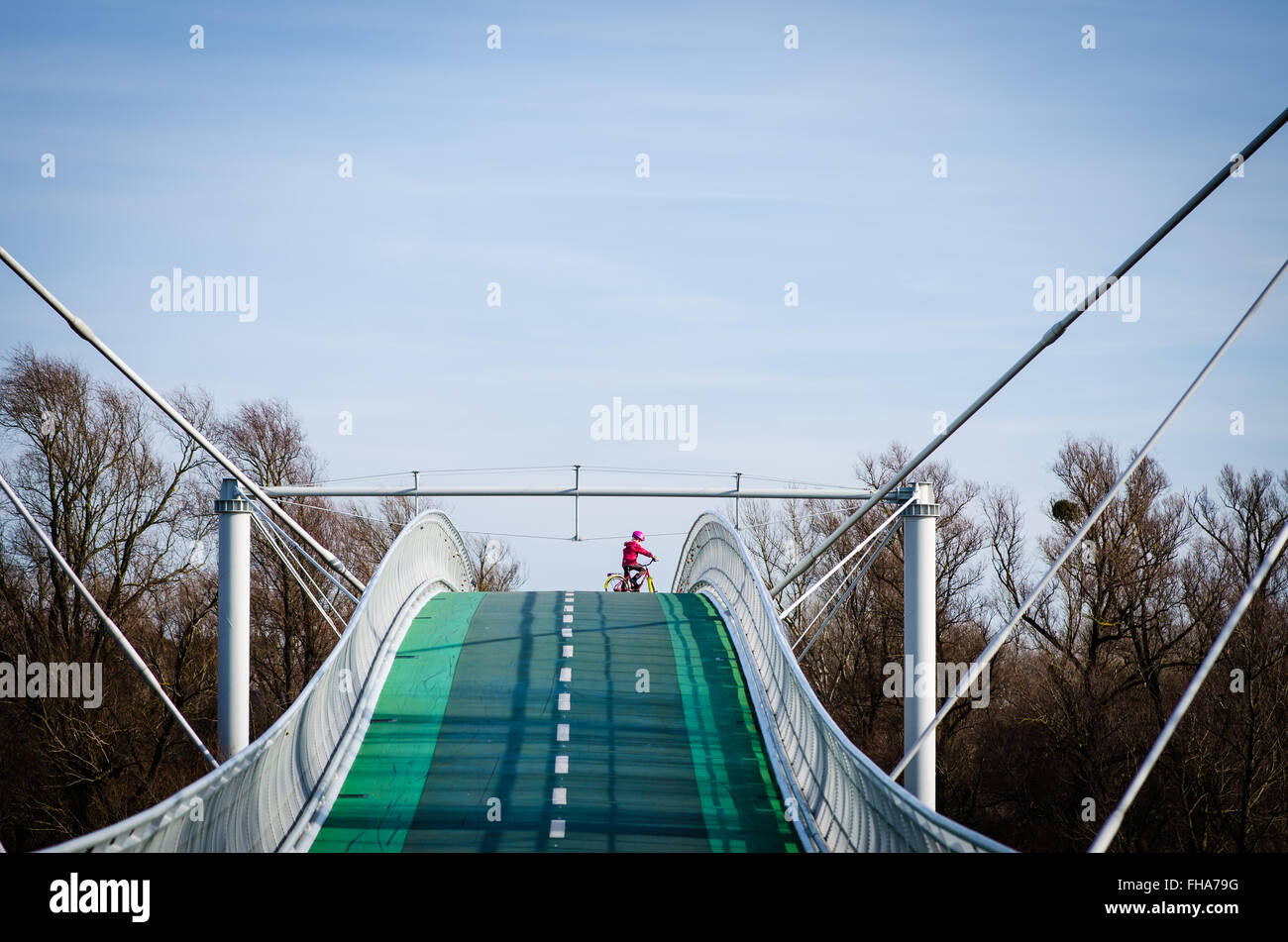 bridge path with white rails Stock Photo - Alamy