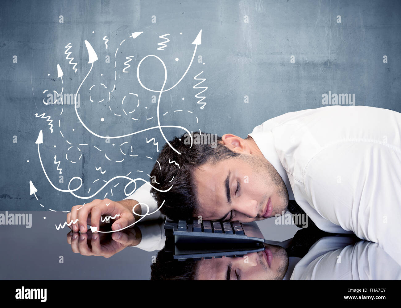 Business person with frustrated thoughts Stock Photo - Alamy