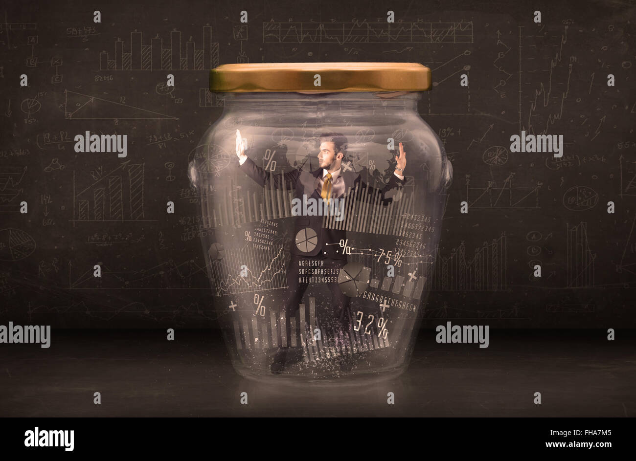 Businessman in jar graph chart hi-res stock photography and images - Alamy