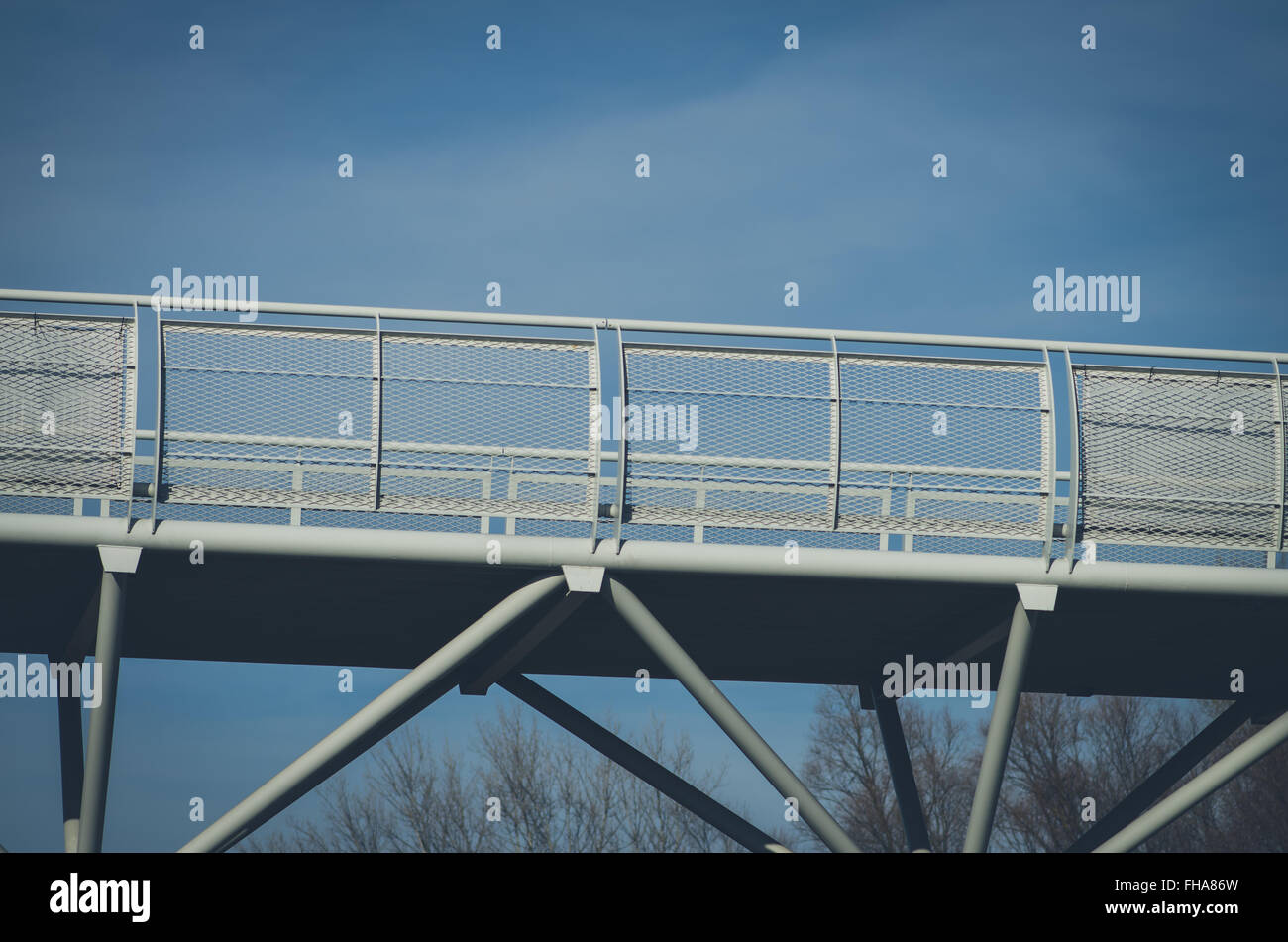 white steel bridge and blue sky Stock Photo - Alamy