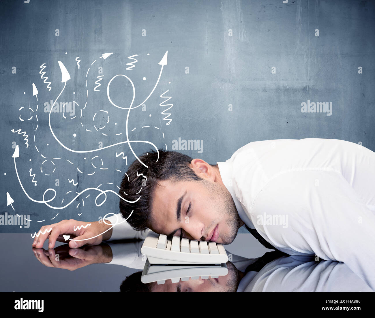 Business person with frustrated thoughts Stock Photo - Alamy