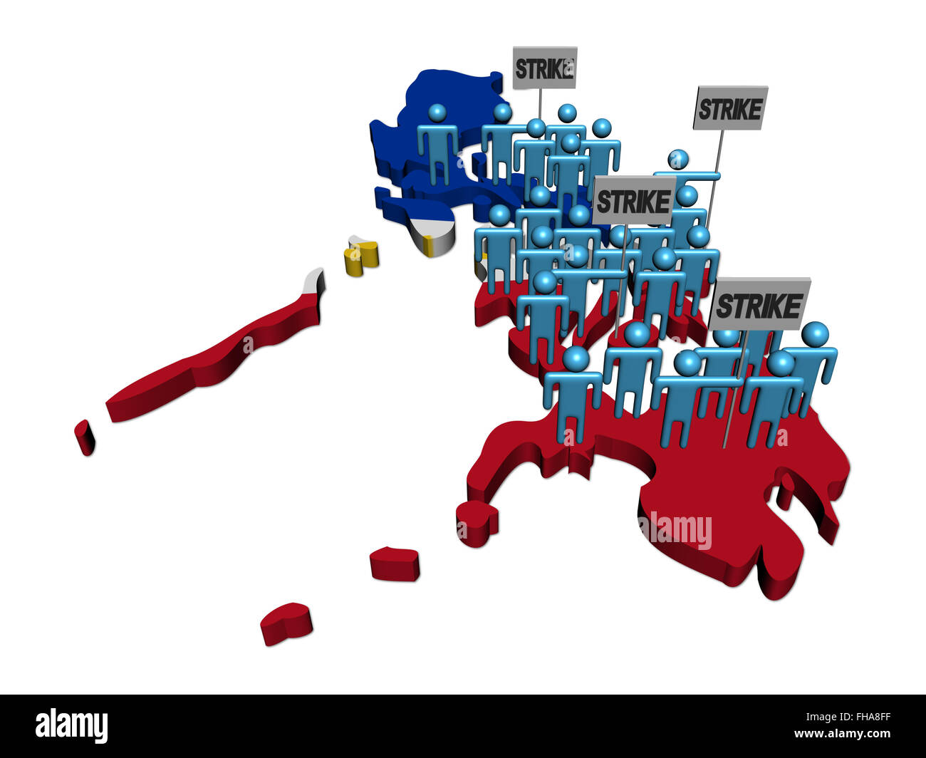 workers on strike on Philippines map flag illustration Stock Photo - Alamy