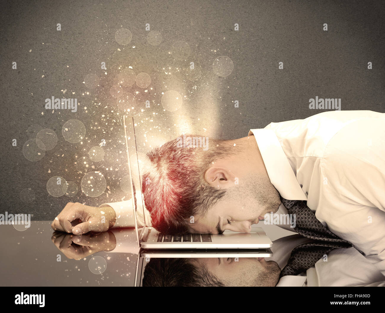 Angry businessman lights keyboard hi-res stock photography and images ...