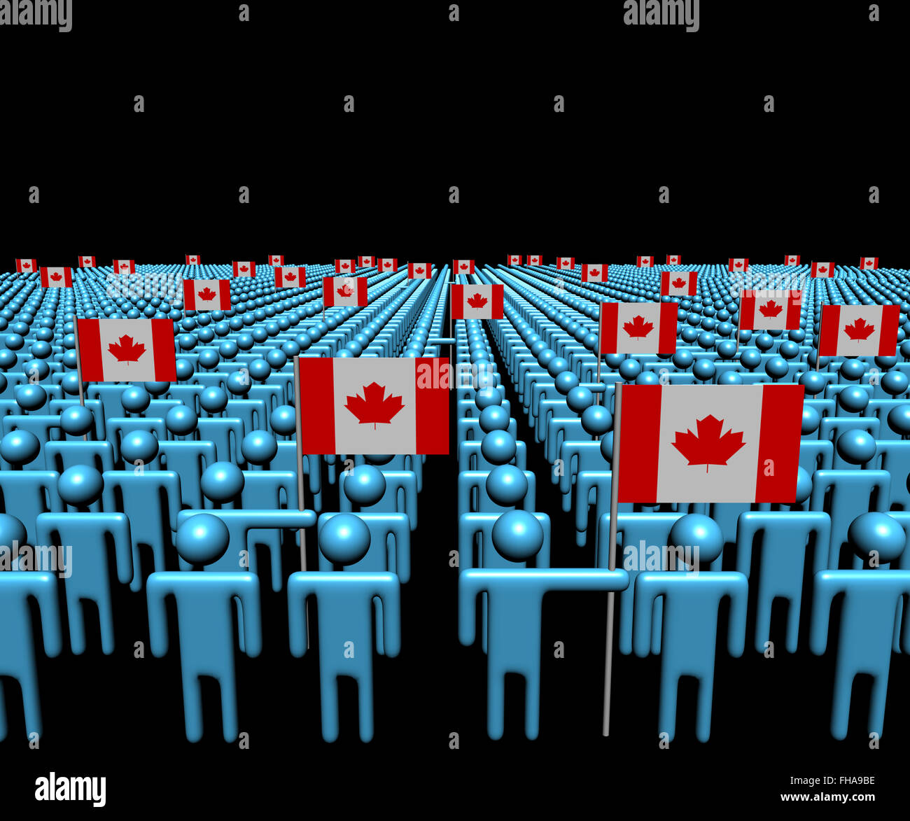 Crowd of abstract people with many Canadian flags illustration Stock ...