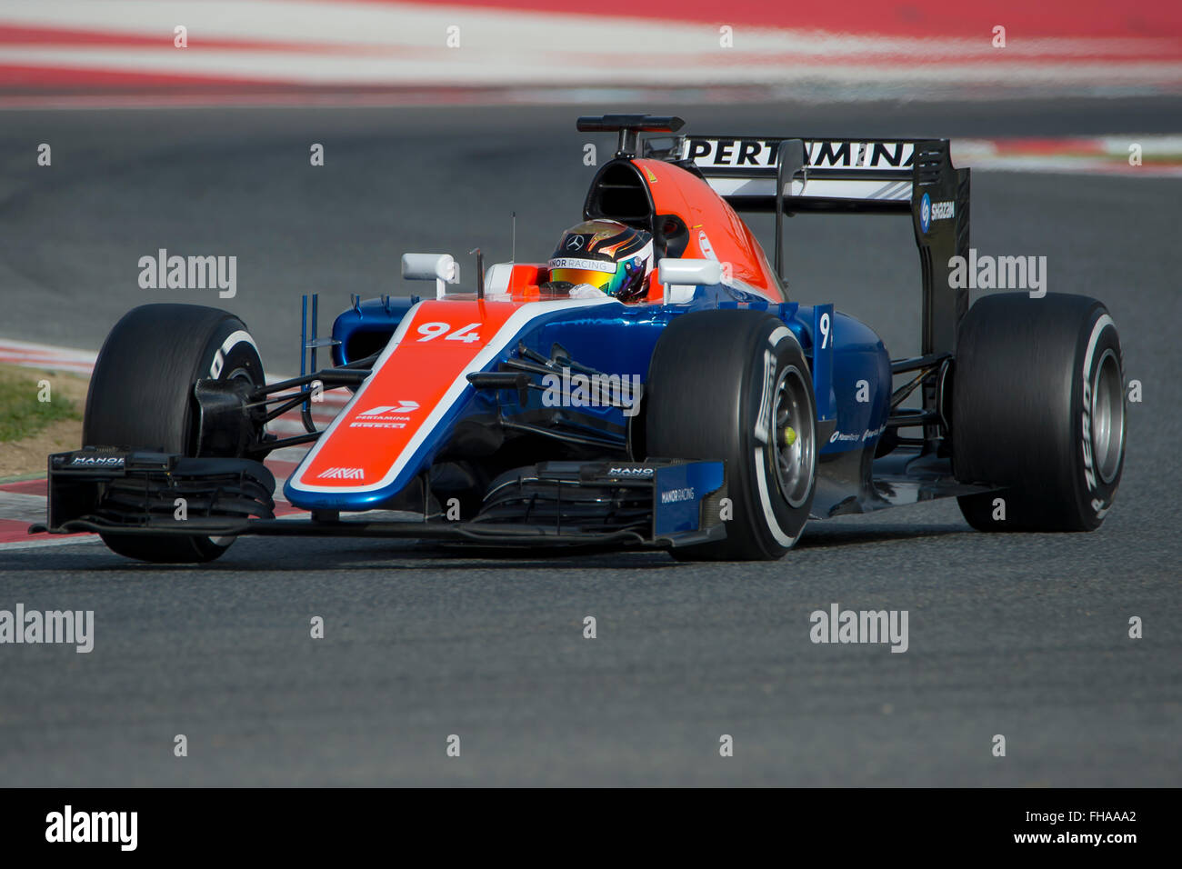 Driver Pascal Wehrlein. Team Manor F1. Formula One Test Days at Circuit ...
